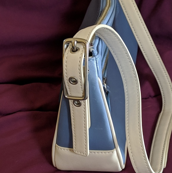 Coach | Bags | Authentic Coach Purse Small Light Blue White Leath ...